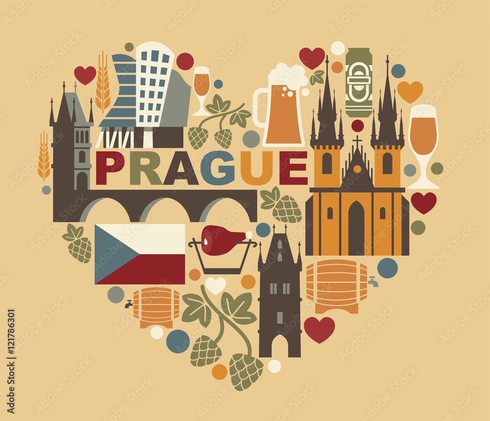 Traditional symbols of the Prague and Czech Republic Stock Vector ...