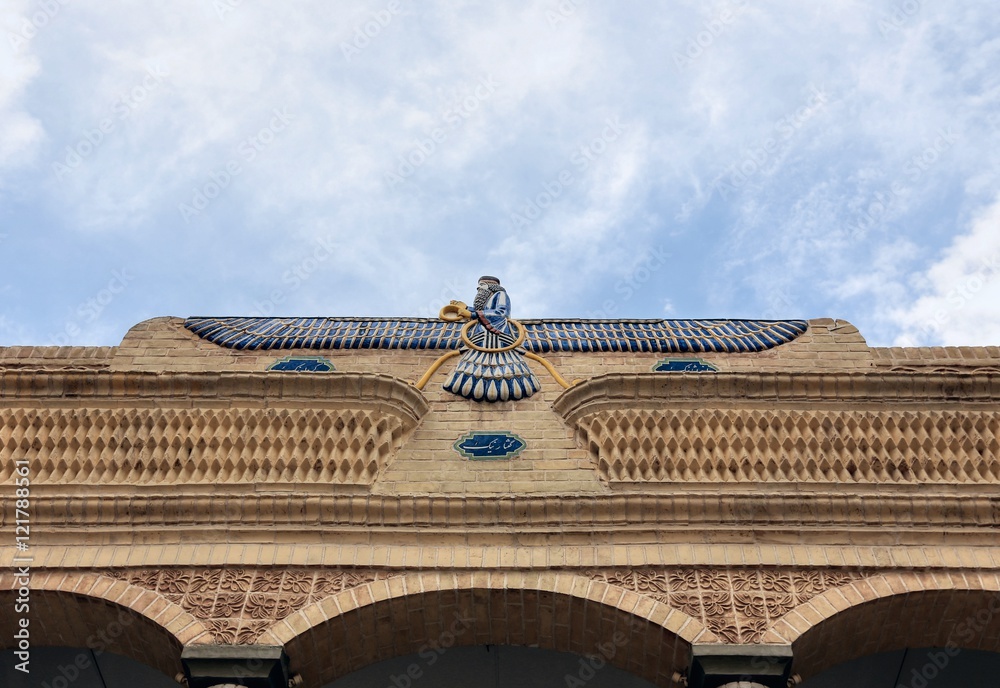 Faravahar symbol in a Fire Temple in Yazd Stock Photo | Adobe Stock