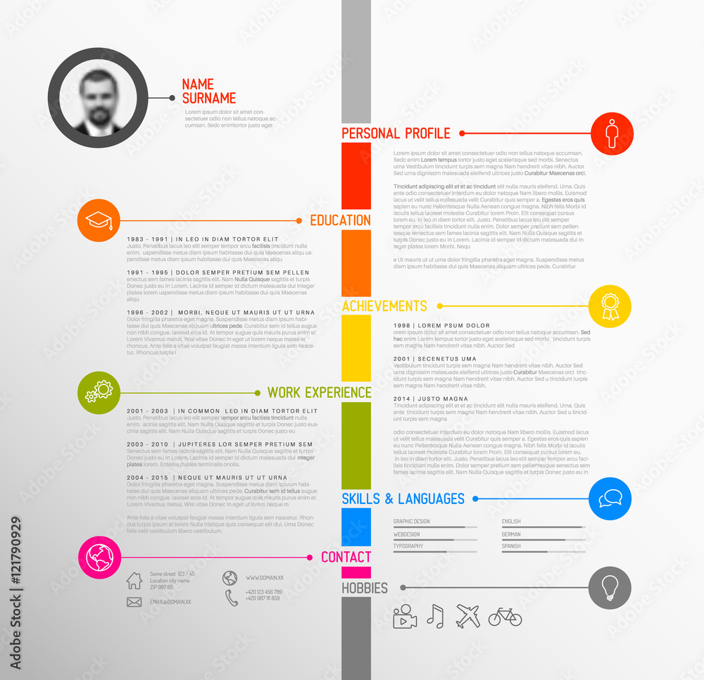Vector timeline minimalist cv / resume template Stock Vector | Adobe Stock