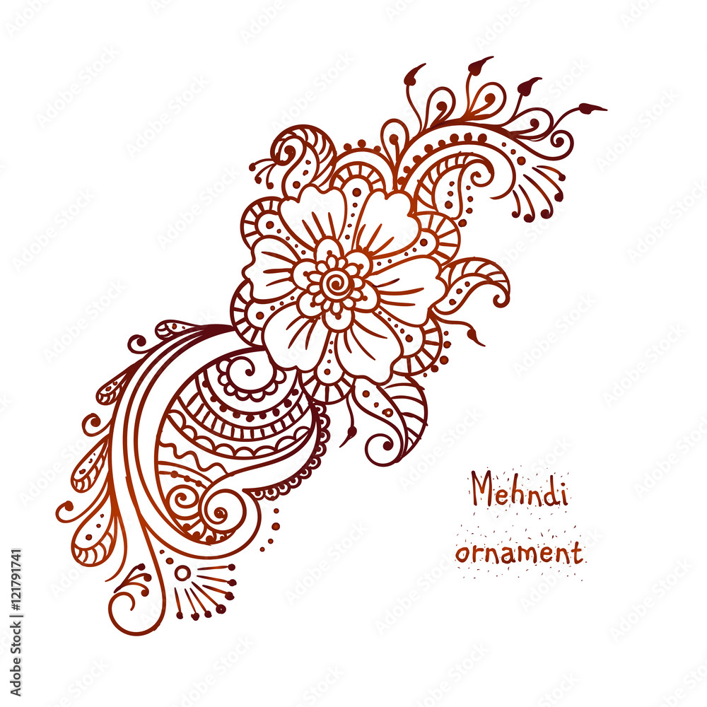 Vector ethnic mehndi pattern. Template for mehndi ornament. Hand drawn ...