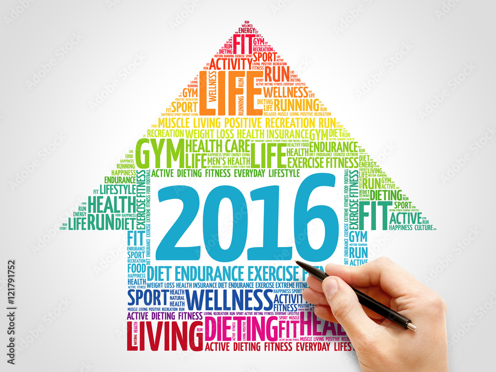 2016 Goals arrow health word cloud, health arrow concept Stock Photo ...