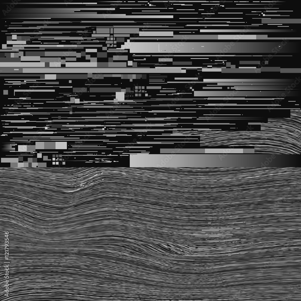 Black and white tv monitor glitch distorted texture vhs noise vector ...