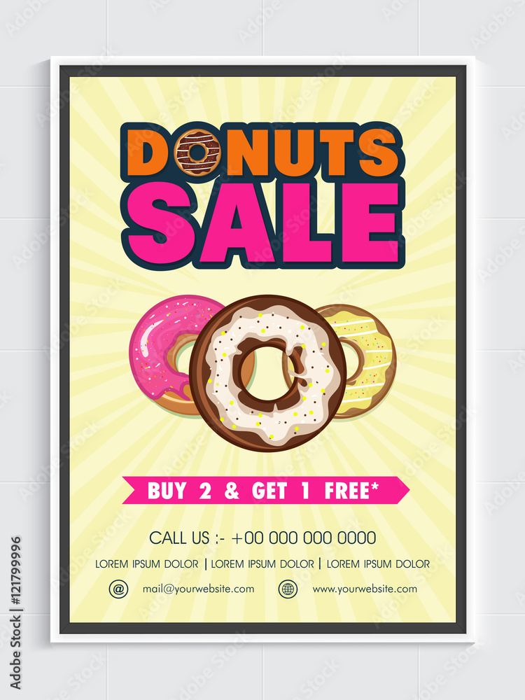 Donuts Sale Menu Card, Template or Pamphlet. Stock Vector | Adobe Stock