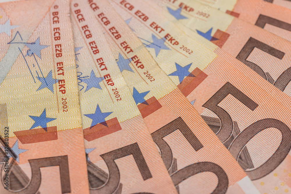 some 50 euros bills as background Stock Photo | Adobe Stock