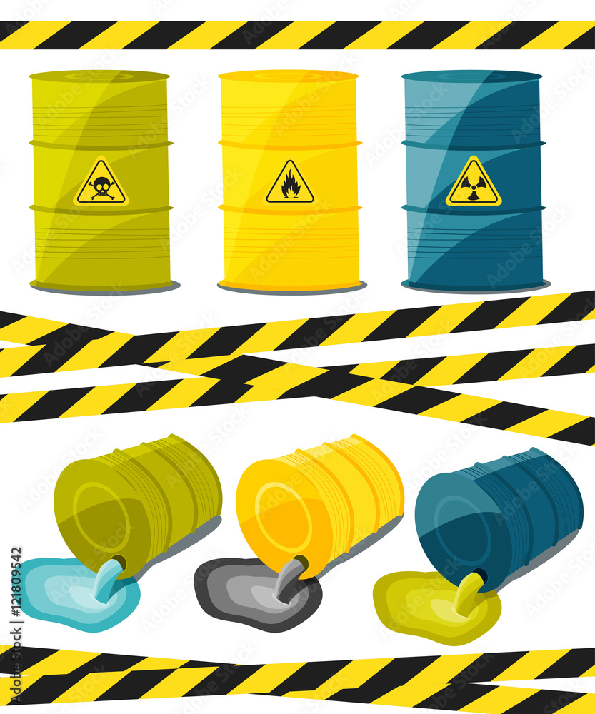 Containers with explosive and reactive substances, waste of chemical ...