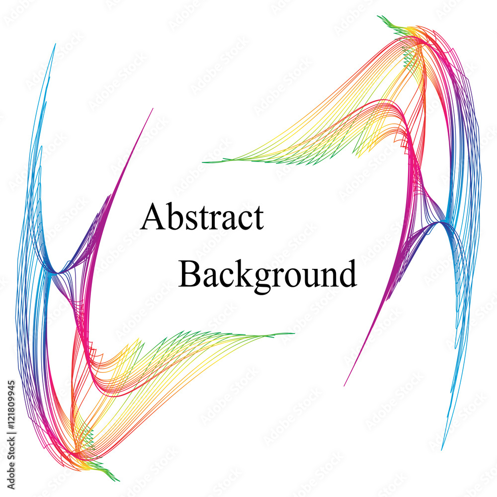 Iridescent Striped Curves with Text in the Center.Abstract Background ...