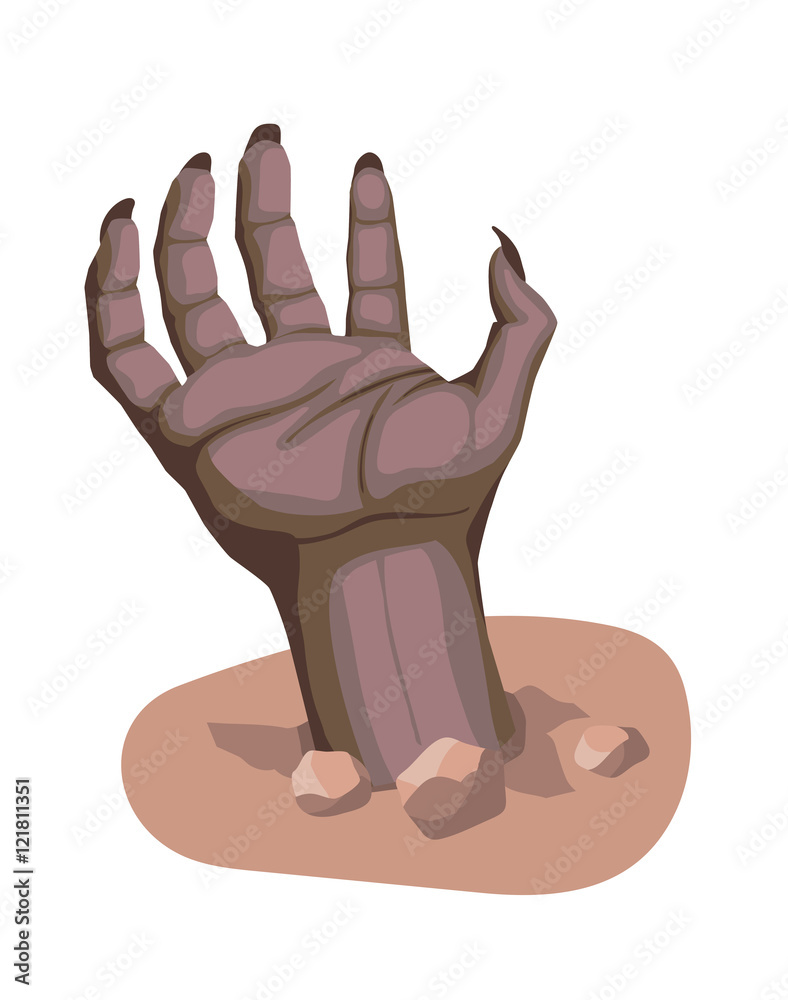 zombie hand stylized cartoon vector illustration Stock Vector | Adobe Stock