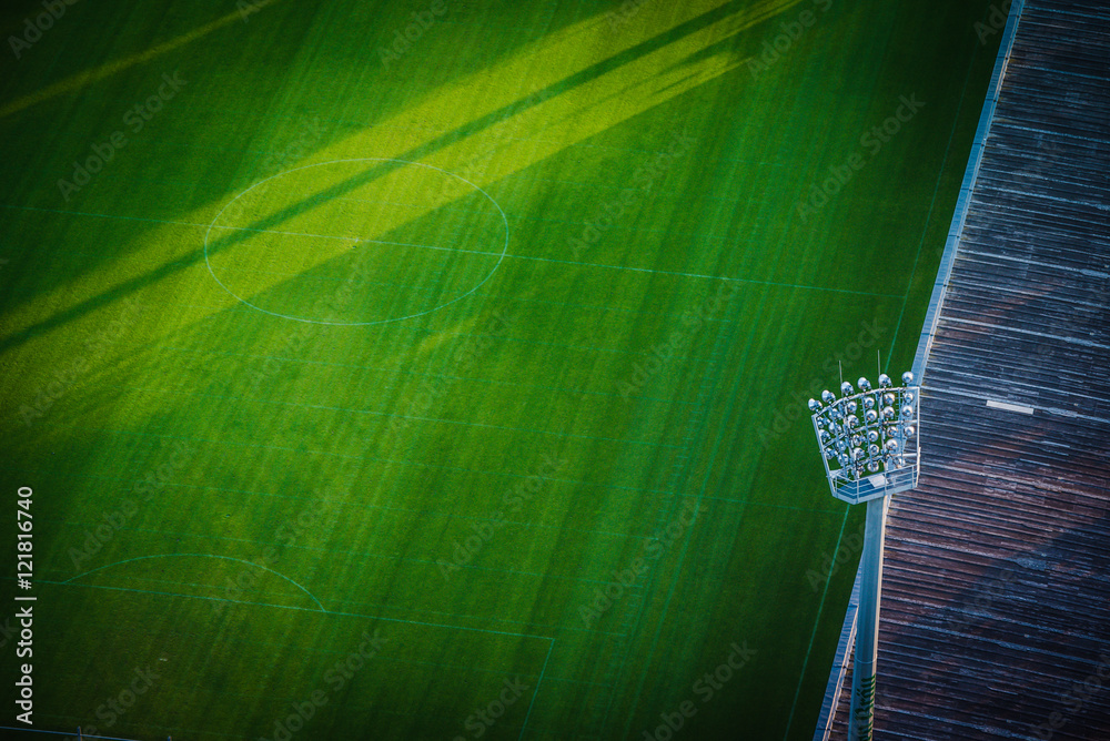Soccer Field of a football stadium with spotlights Stock Photo | Adobe ...