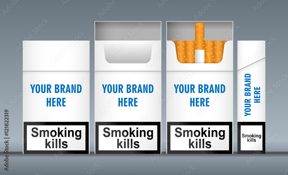 Digital vector white cigarette pack mockup, front and lateral view ...