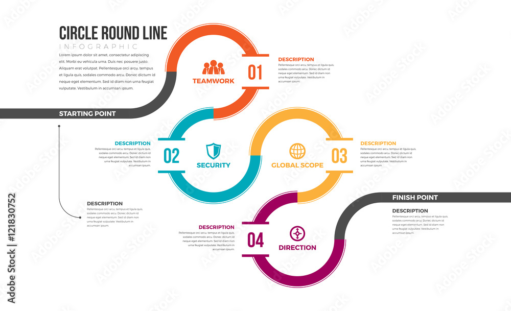 Circle Round Line Infographic Stock Vector | Adobe Stock