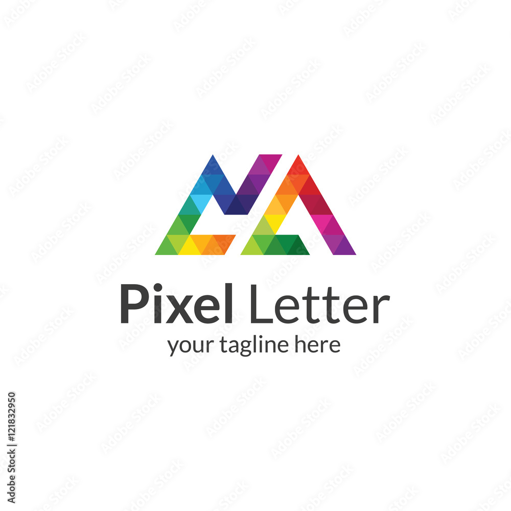 Pixel M letter logo. M logo template Stock Vector | Adobe Stock
