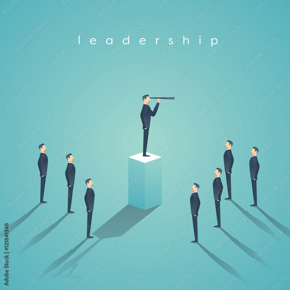 Business leadership concept with businessman standing on pillar ...