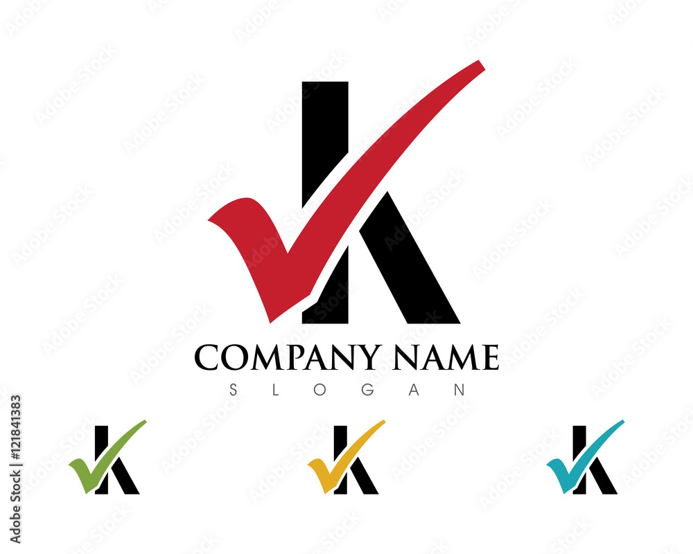 K Letter Check Logo Stock Vector | Adobe Stock