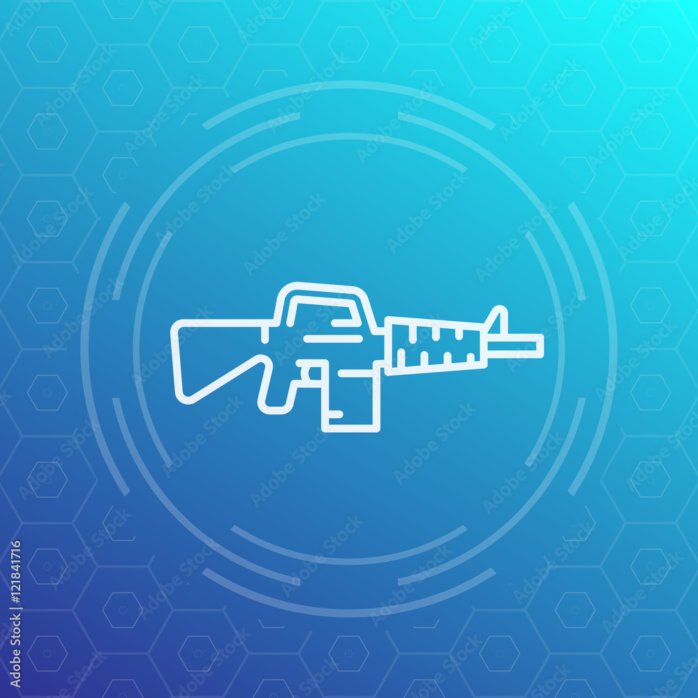 assault rifle line icon, automatic gun pictogram Stock Vector | Adobe Stock