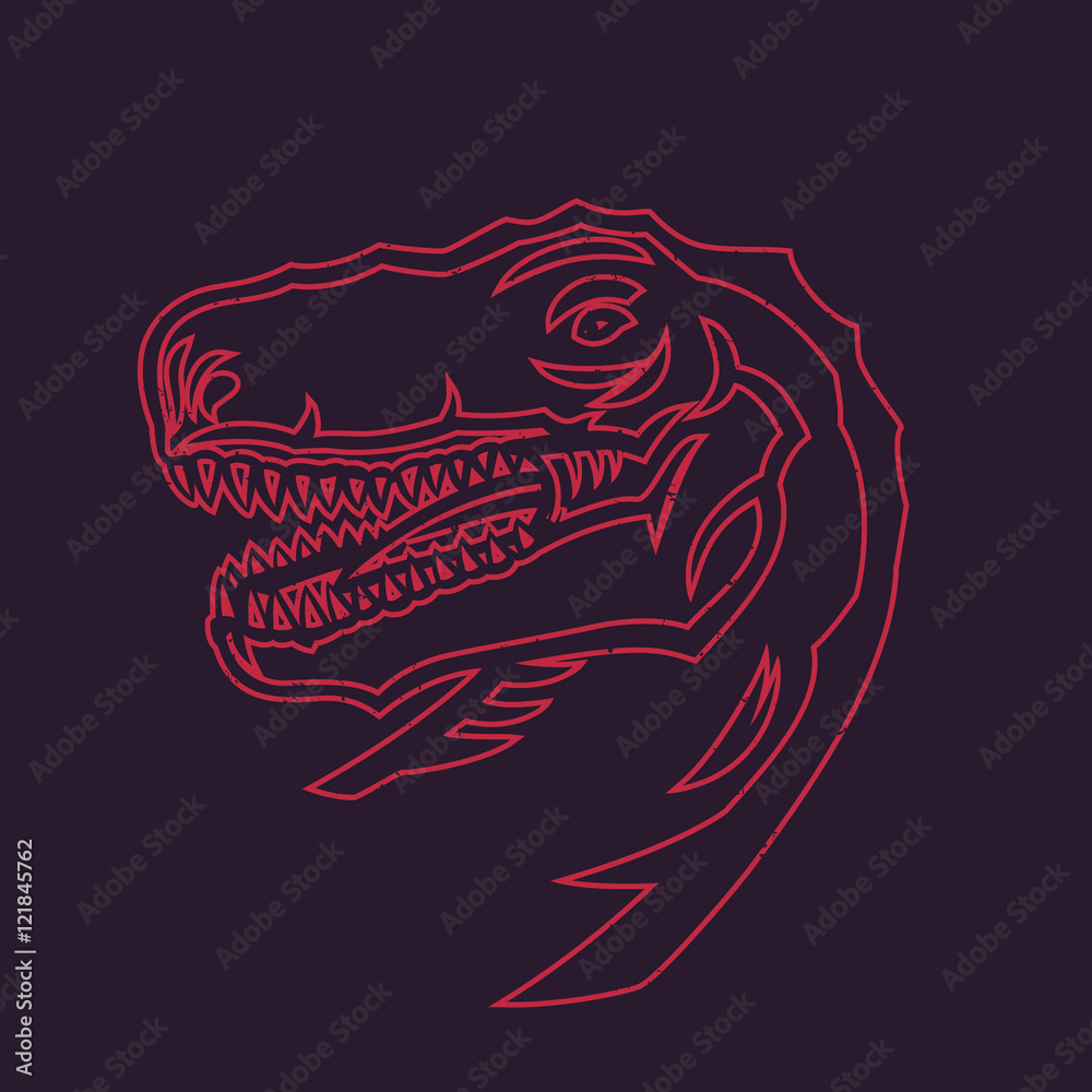 Tyrannosaurus Rex outline, head of T. rex, vector illustration Stock ...