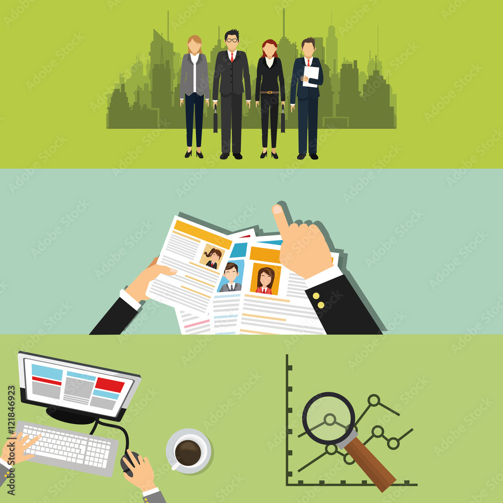 executive person in suit with chart graph and cv business related icons ...