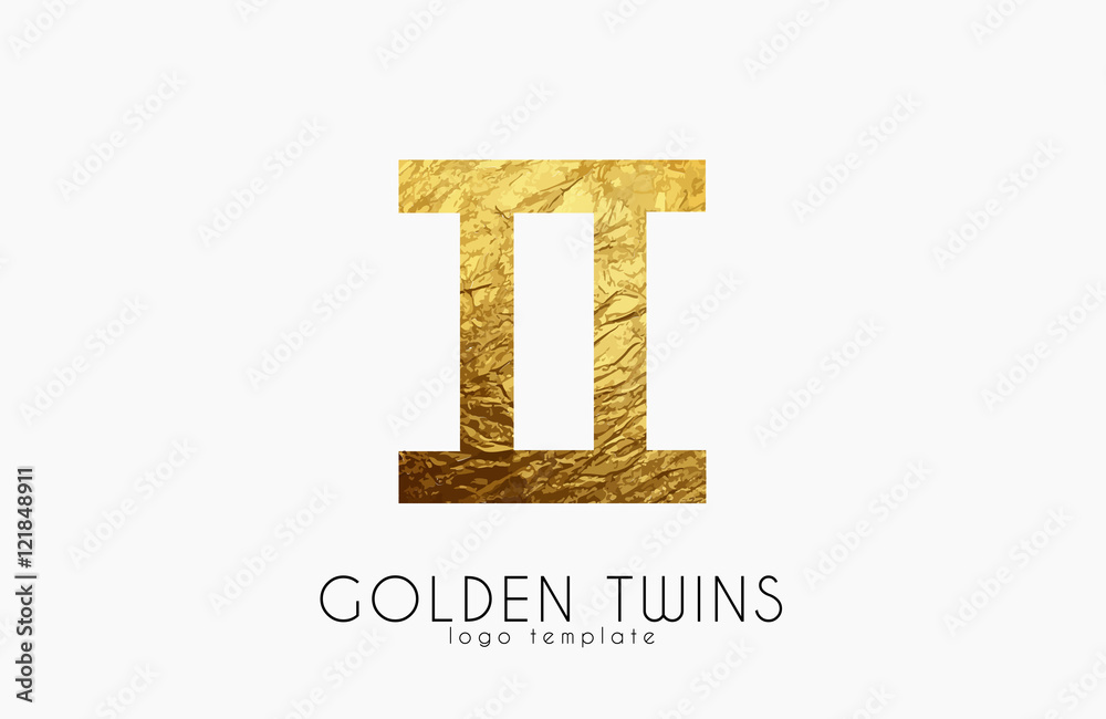 Golden twins. Golden zodiac sign. Twins zodiac Stock Vector | Adobe Stock