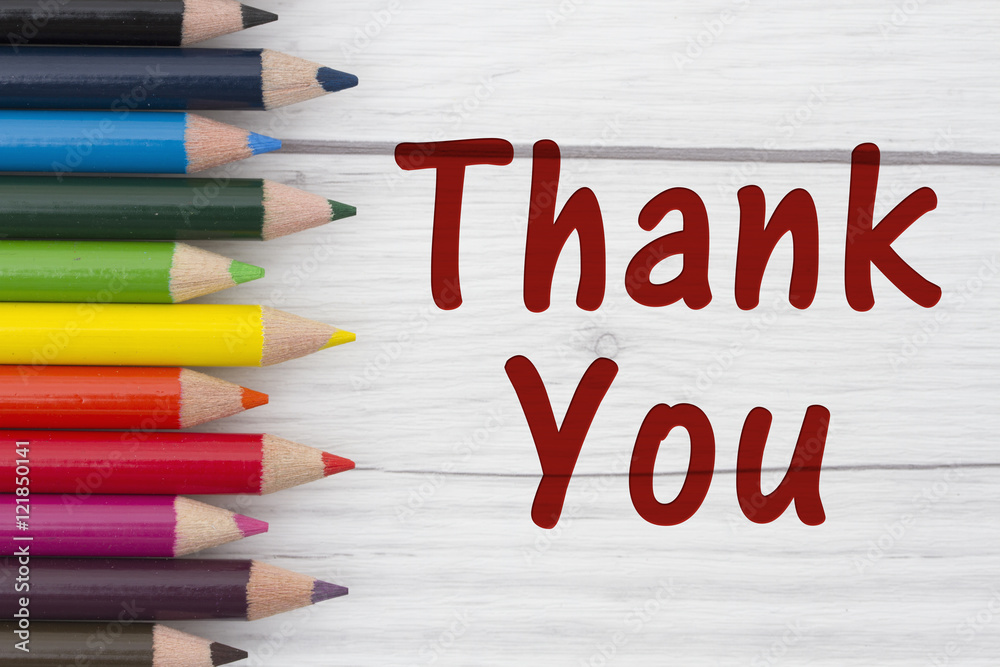 Pencil Crayons with text Thank You Stock Photo | Adobe Stock