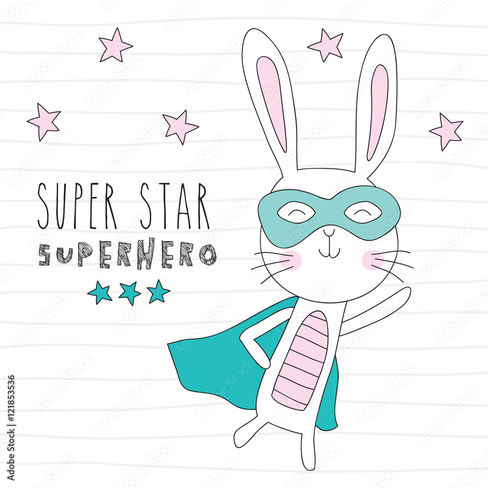strong superhero bunny rabbit animal vector illustration Stock Vector ...