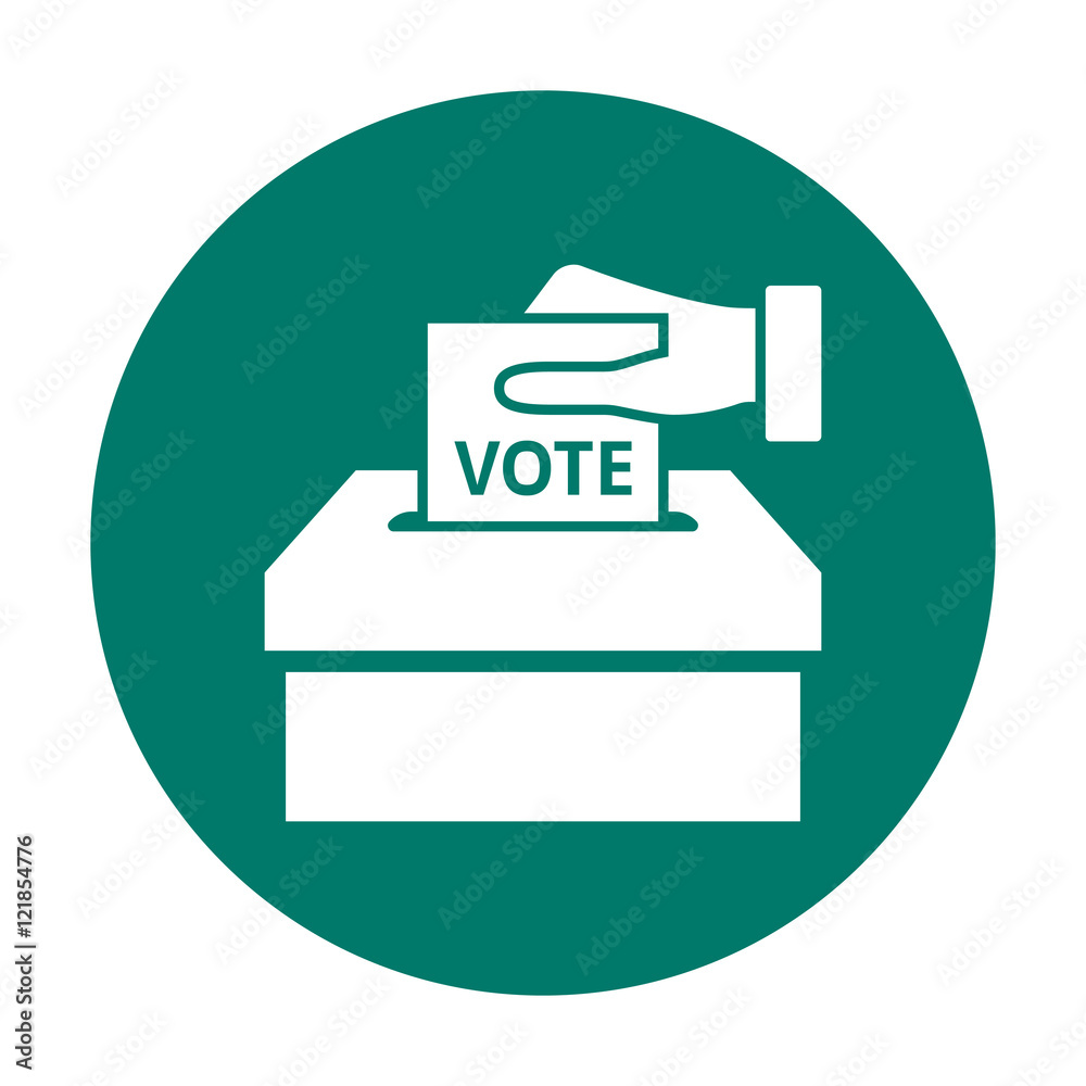 Hand putting voting paper in the ballot box. Flat voting icon Stock ...