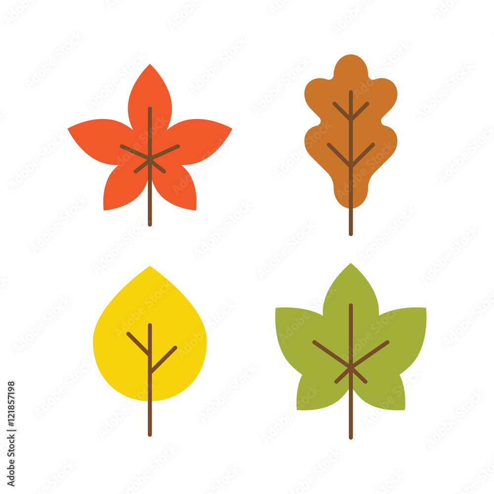 Autumn leaves icon flat style vector Stock Vector | Adobe Stock