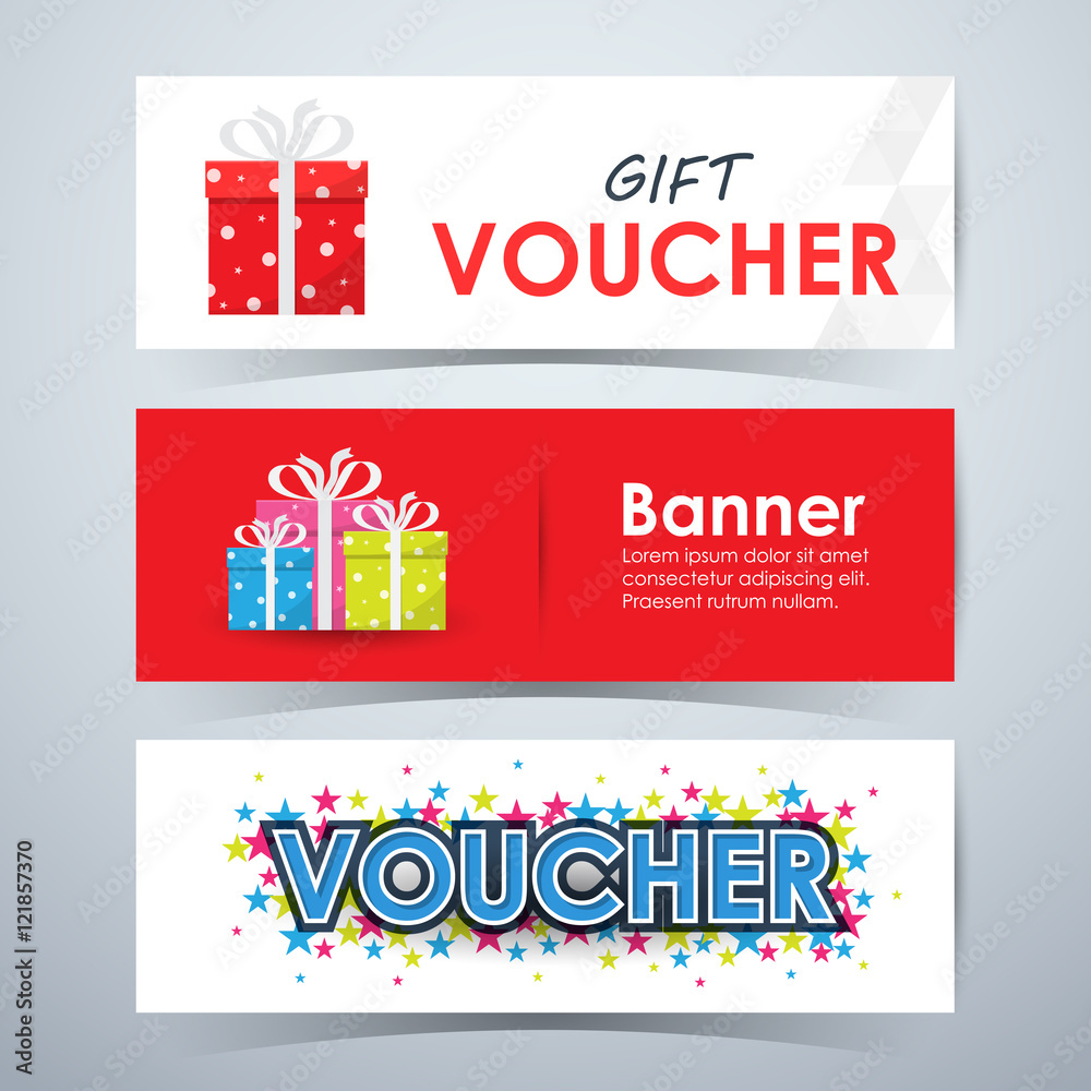 Gift voucher banners. Template layout design. Vector illustratio Stock ...