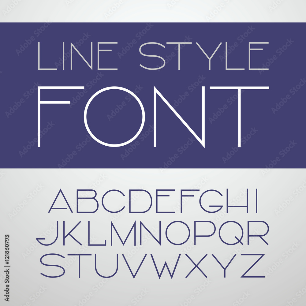 Vector linear font - simple and minimalistic alphabet in line style Stock Vector | Adobe Stock