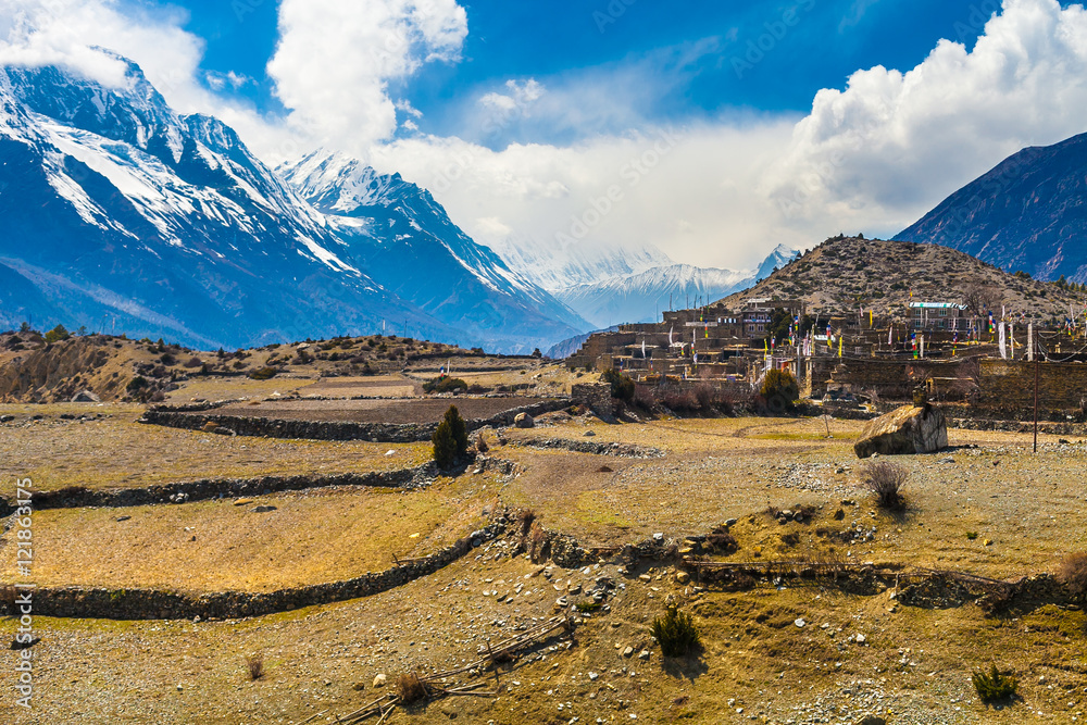 Landscape Snow Mountains Nature Nepal.Mountain Trekking Landscapes ...