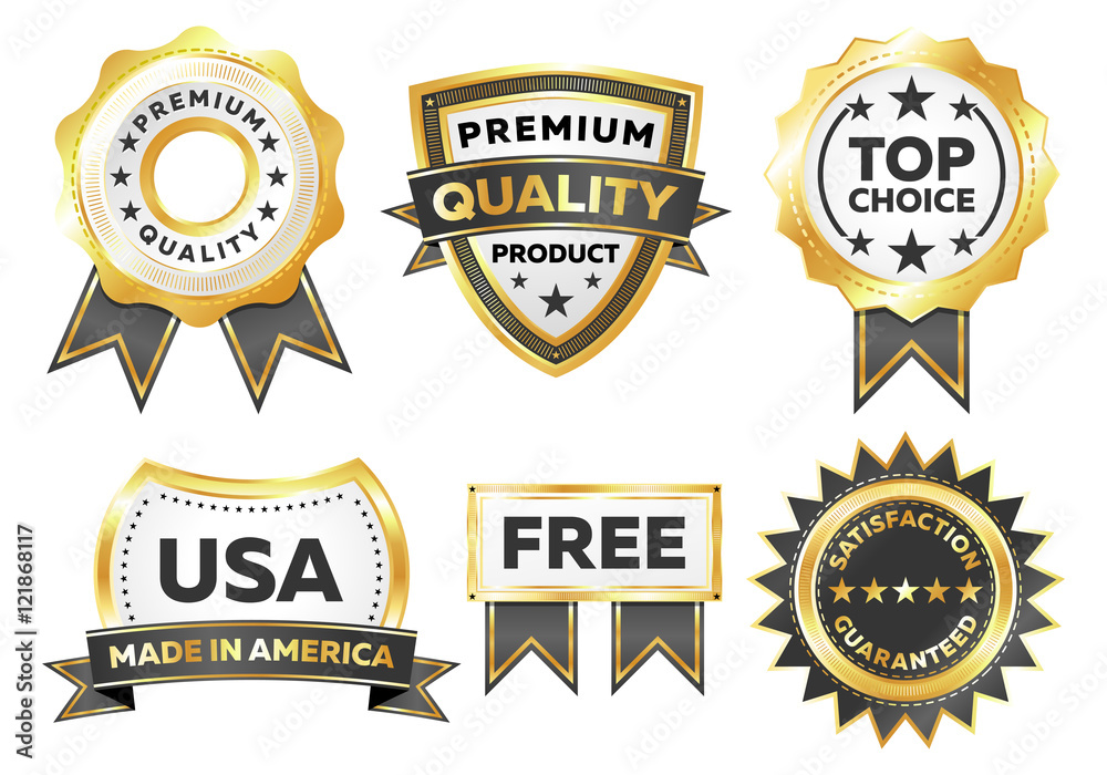 Gold Vector Marketing Labels Stock Vector | Adobe Stock