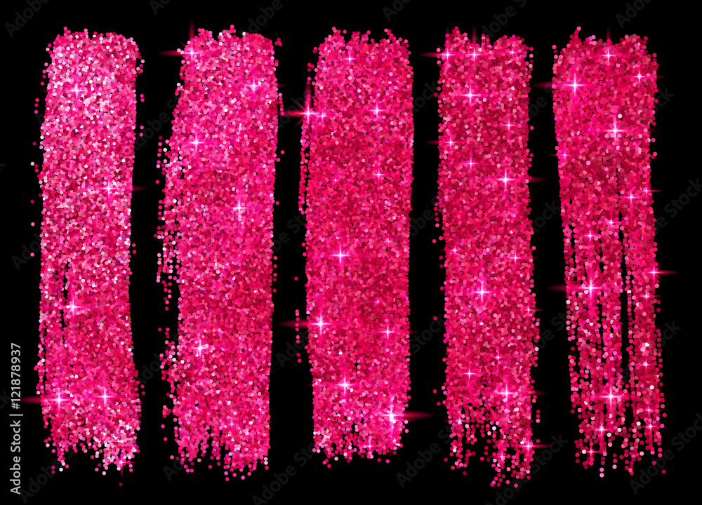 Photo & Art Print Pink glitter vector brush strokes set isolated at ...