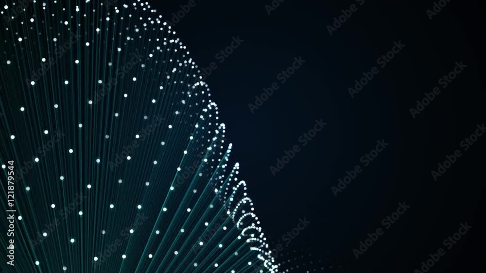rotating fiber optic connected in amorphous sphere, abstract animation ...