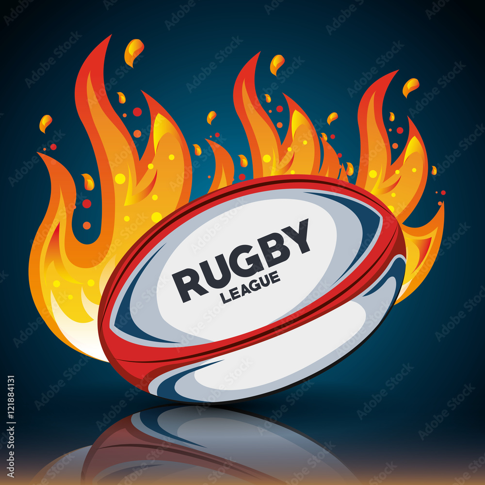 rugby ball with flames and shadow design illustration eps 10 Stock ...