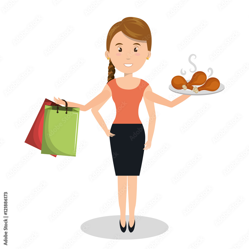 woman cartoon many arms design graphic vector illustration eps 10 Stock ...