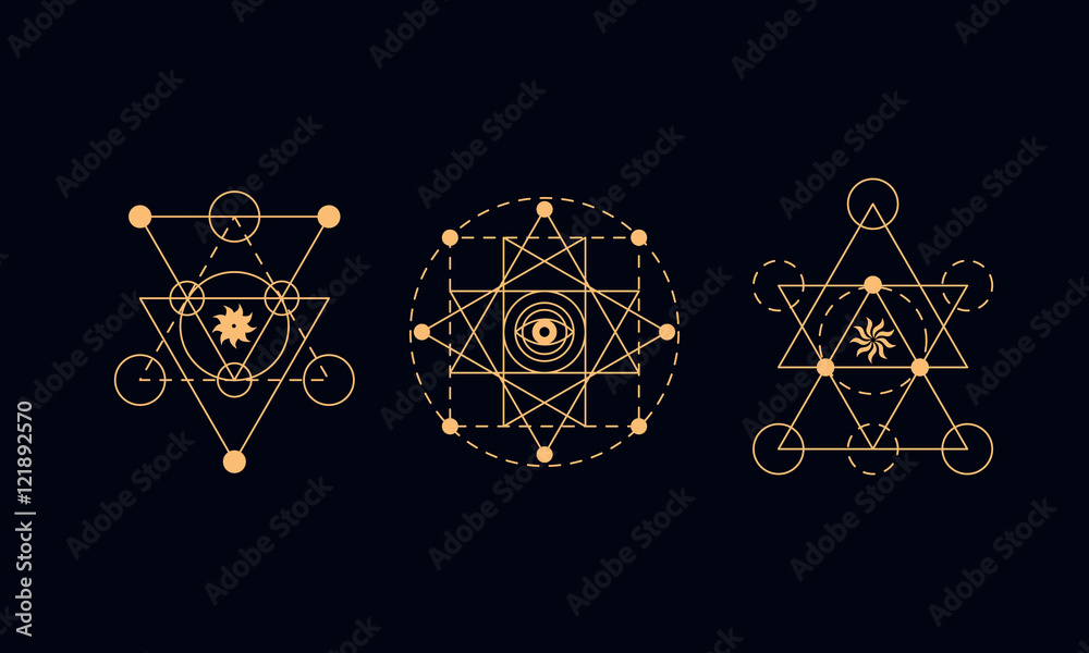 Sacred geometry, alchemy symbols Stock Vector | Adobe Stock