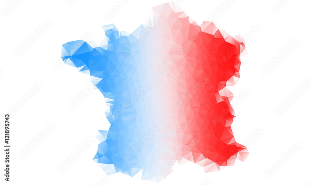 Vettoriale Stock Carte de france bleu blanc rouge composée de triangles ...