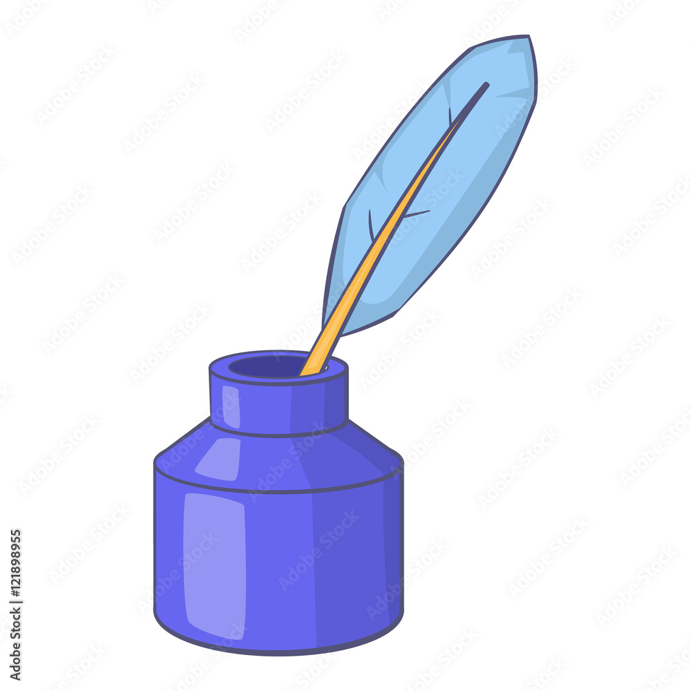 Ink with pen icon in cartoon style isolated on white background ...