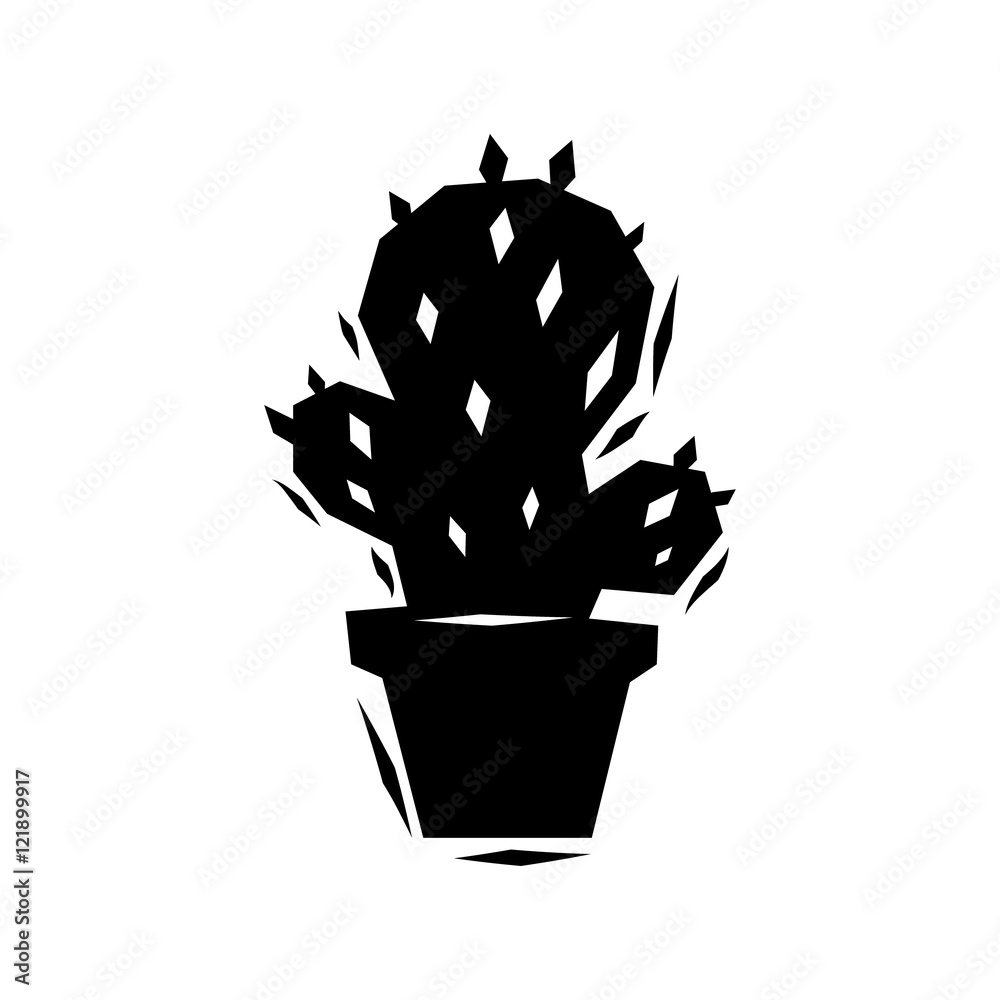 Black and white cactus logo, vector Stock Vector | Adobe Stock