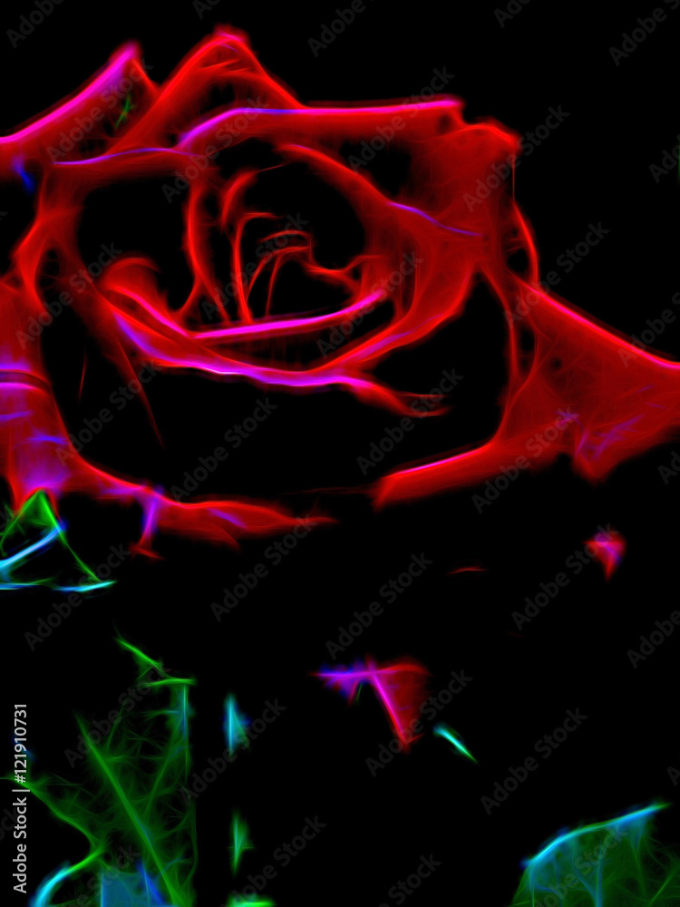 Red Rose / neon light photo effect Stock Illustration | Adobe Stock