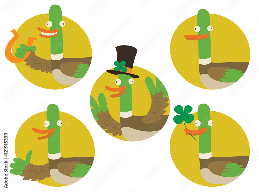 Vector set of round yellow frames with cartoon images of funny "good ...