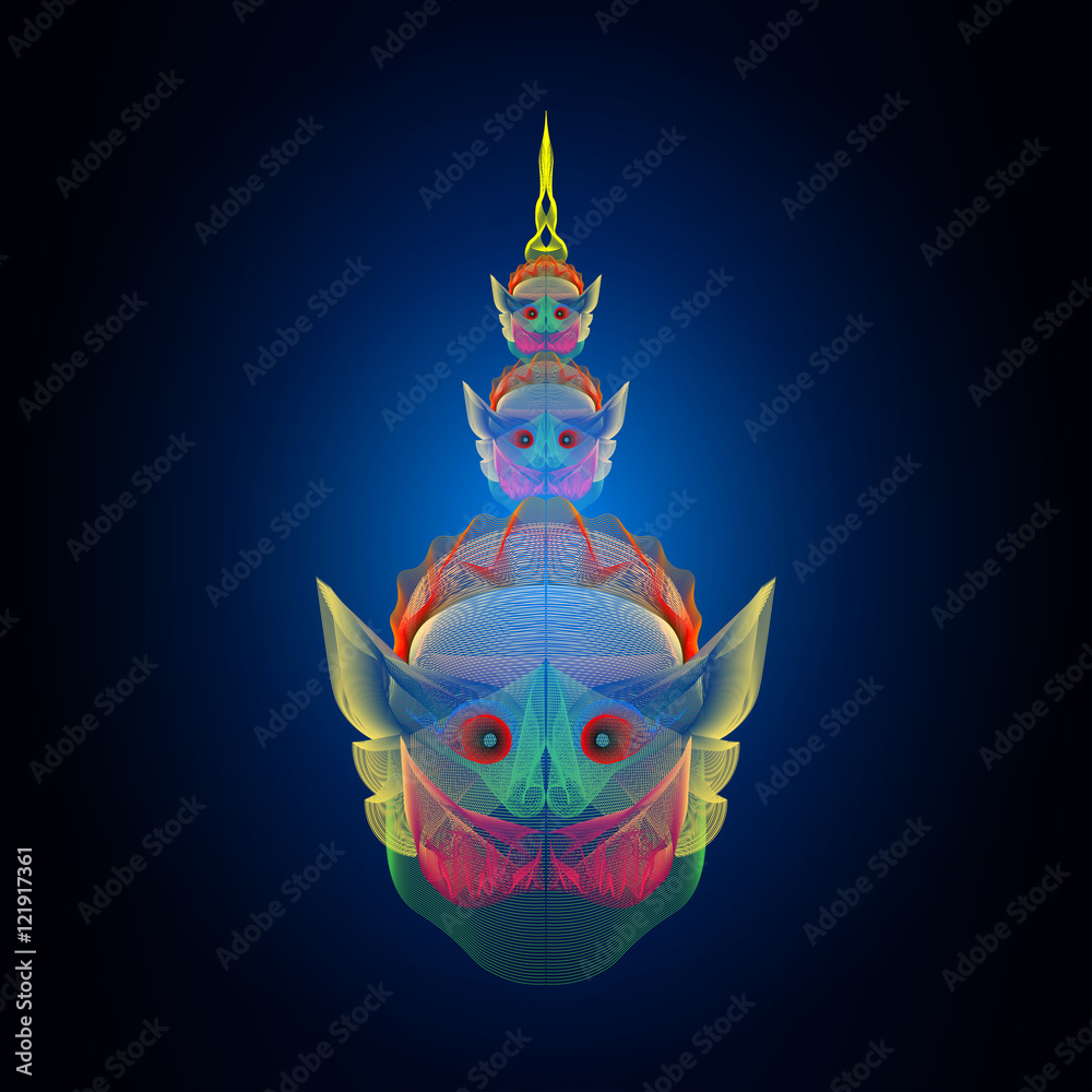 Tosakan giant head vector illustration, a giant character in Ramayana ...