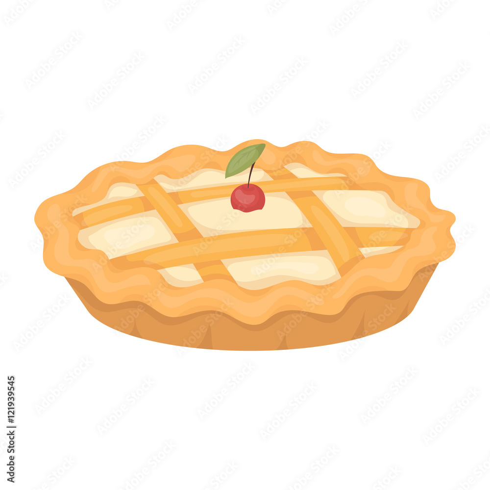 Thanksgiving pie icon in cartoon style isolated on white background ...