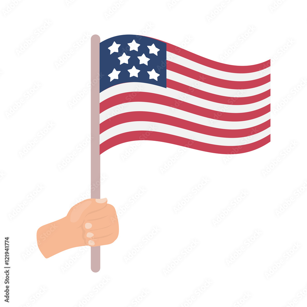 American flag icon in cartoon style isolated on white background ...