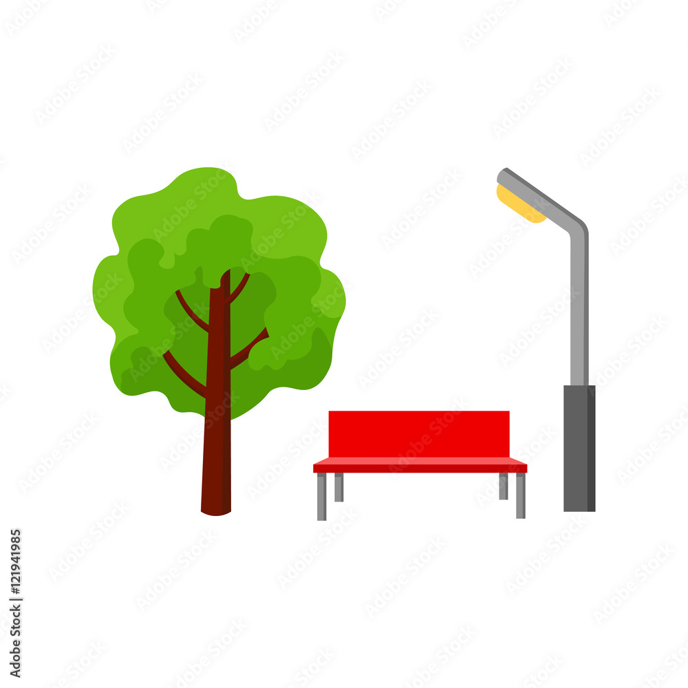Park icon in cartoon style isolated on white background. Play garden ...