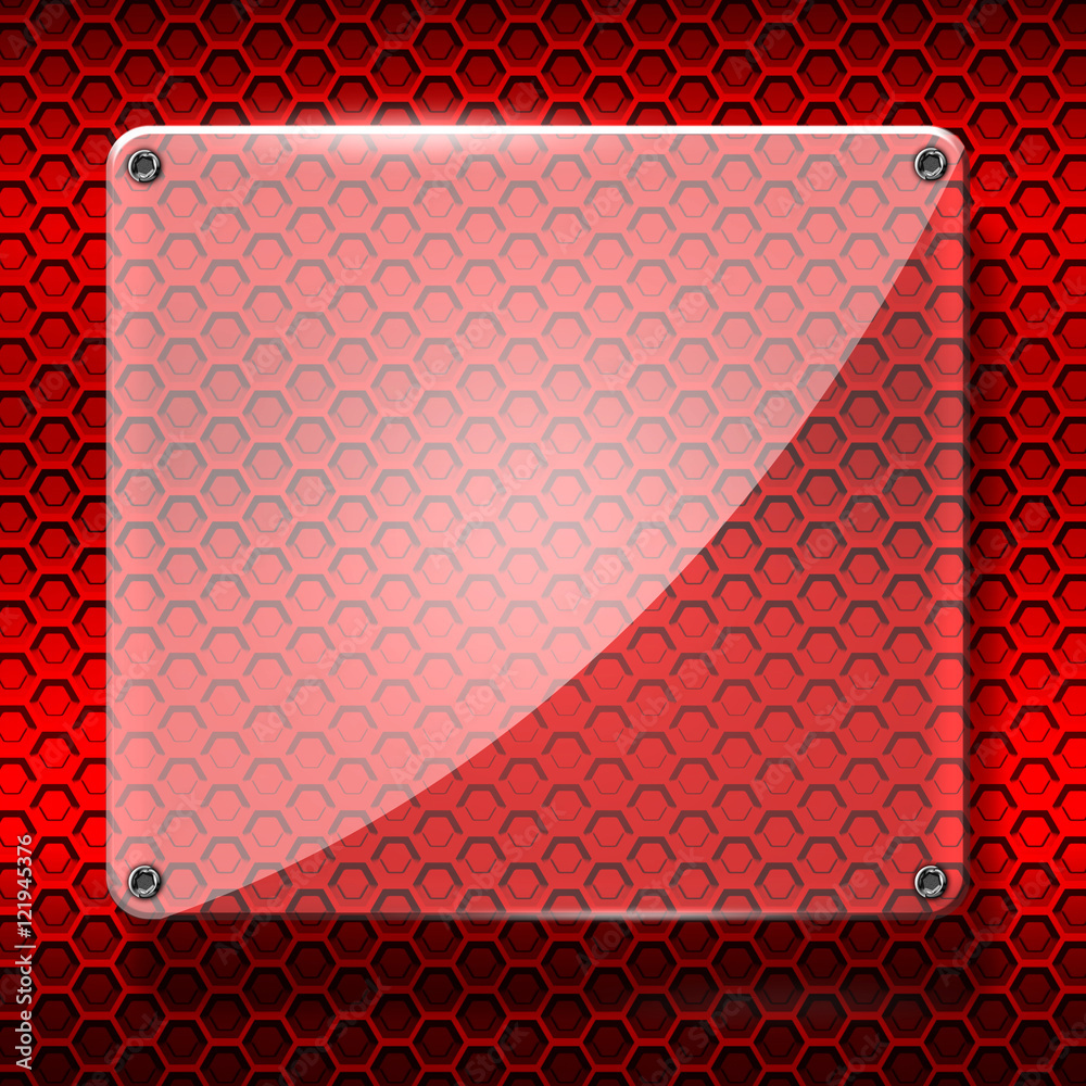 set 8. glossy glass on red metallic mesh wall. Stock Illustration ...