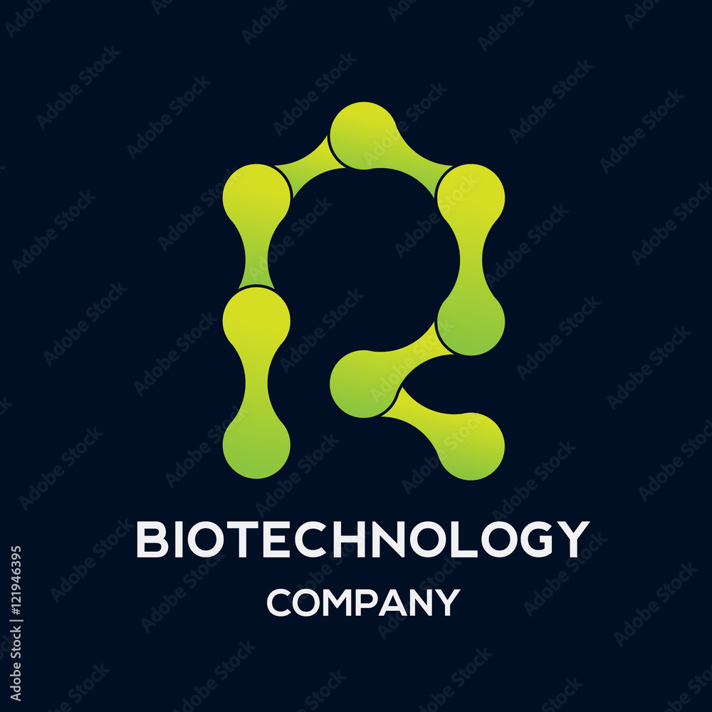 Abstract letter R logo icon vector design.biotechnology molecule atom ...