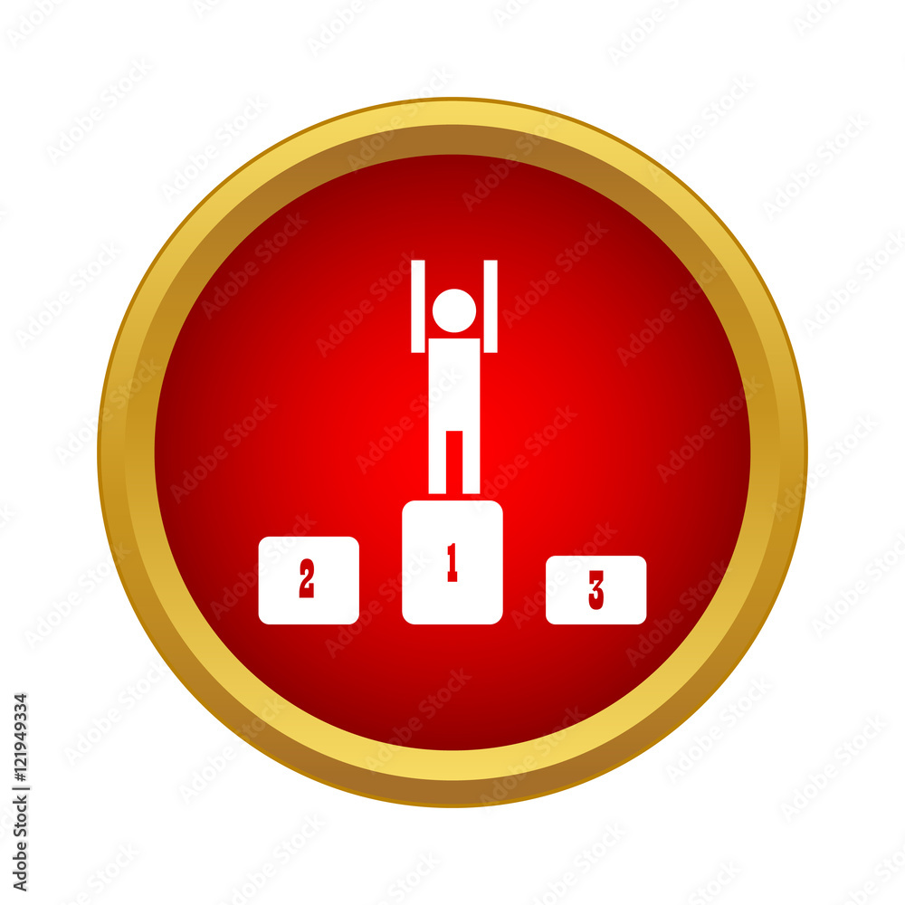 Winner on podium icon in simple style in red circle. Championship ...