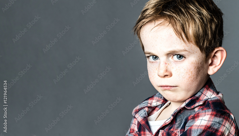 mad little boy to express his frustration, copy space Stock Photo ...