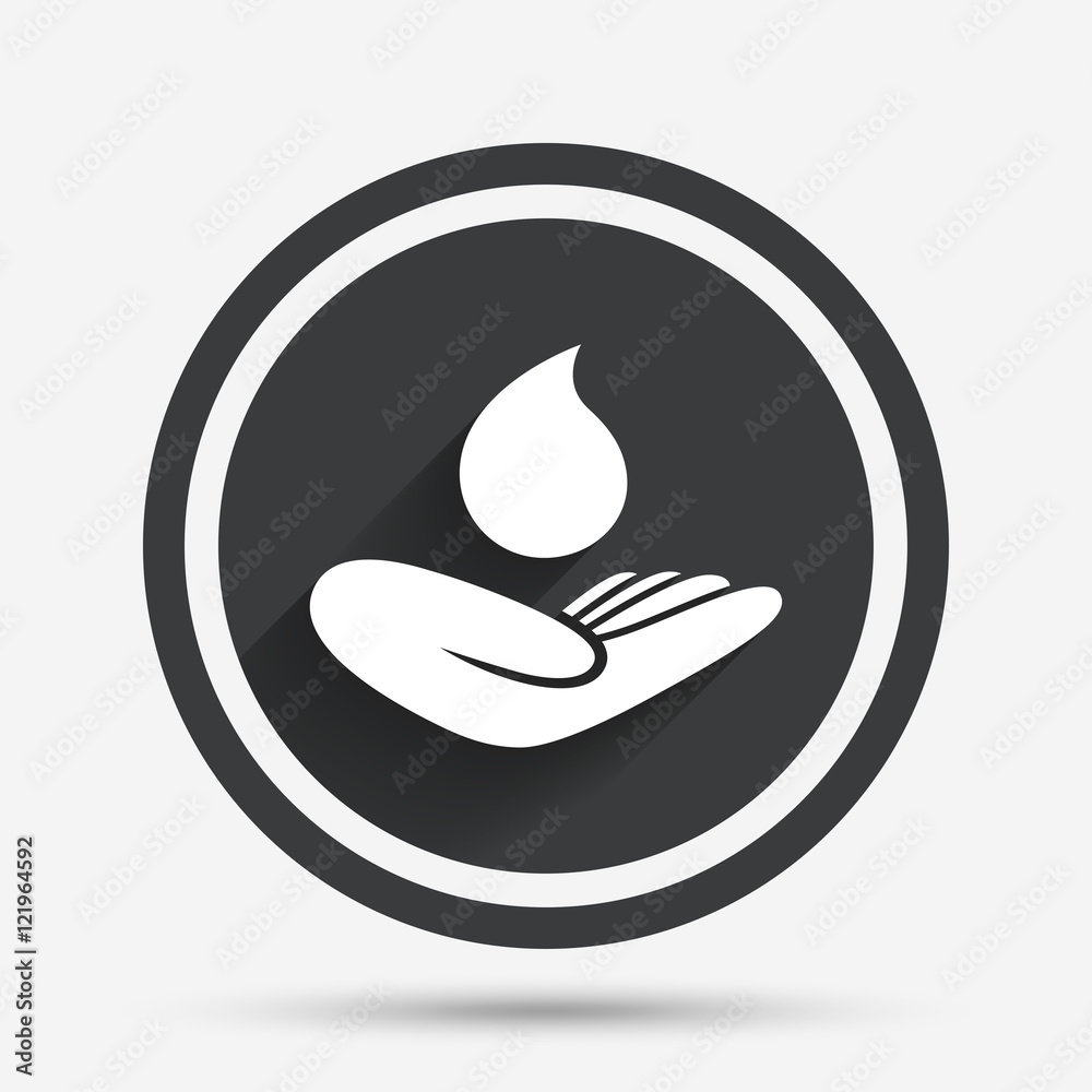 Save water sign. Hand holds water drop symbol. Stock Vector | Adobe Stock