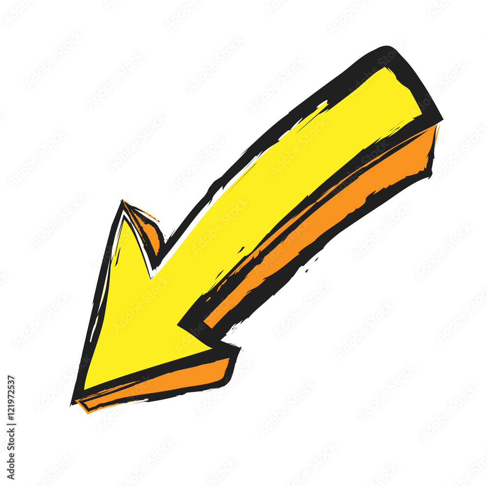 cartoon yellow arrow pointing down Stock Illustration | Adobe Stock
