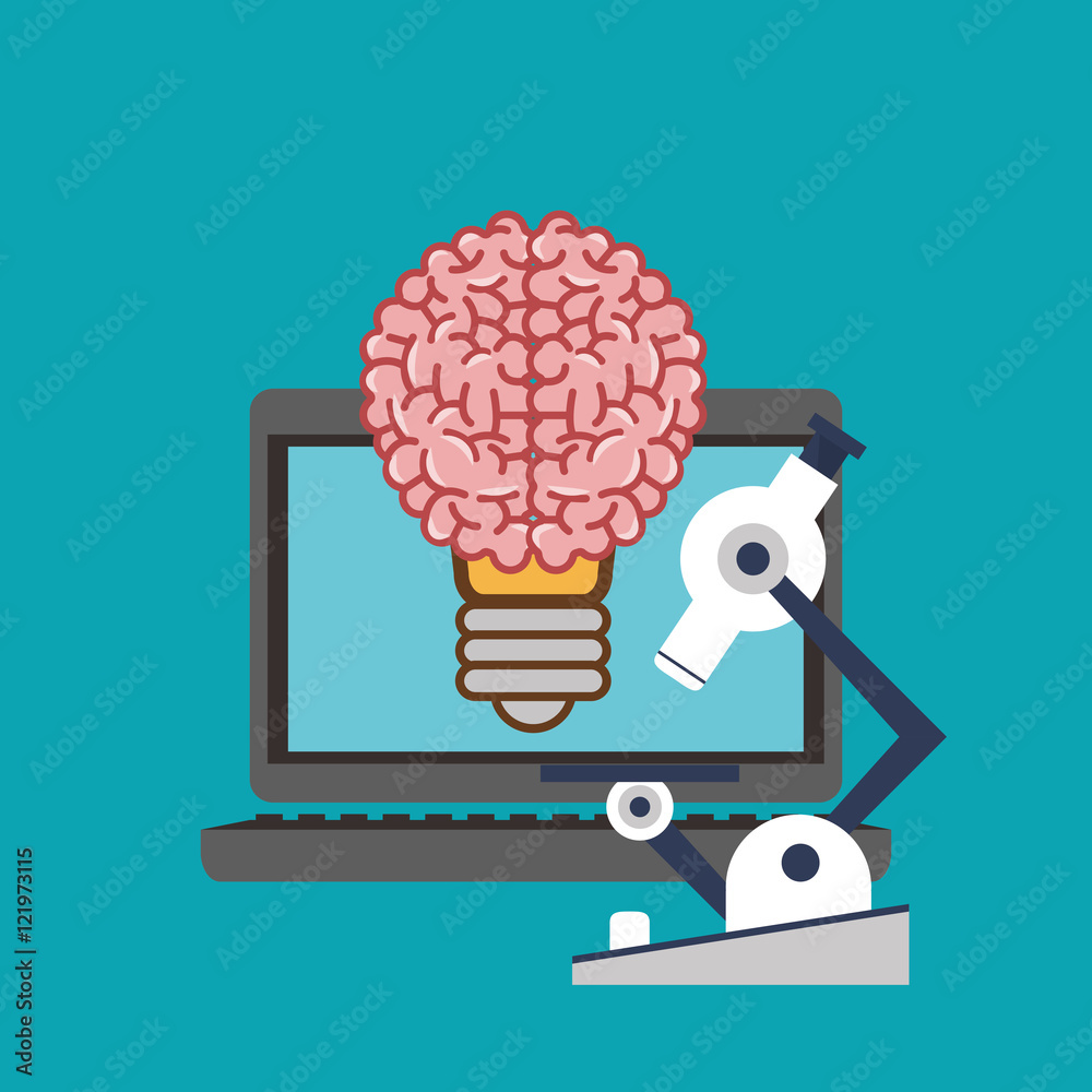 flat design human brain with science related icons image vector ...